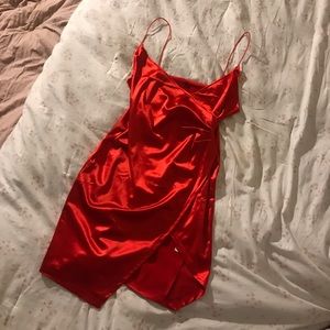 Fashion Nova | Dresses | Sexy Red Dress With Thigh Slit | Poshmark